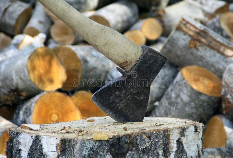 Log chopping axe stock image. Image of work, wood, natural - 27818691
