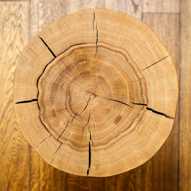 Log Core Against a Wooden Floor. Top View. Background, Texture Series ...