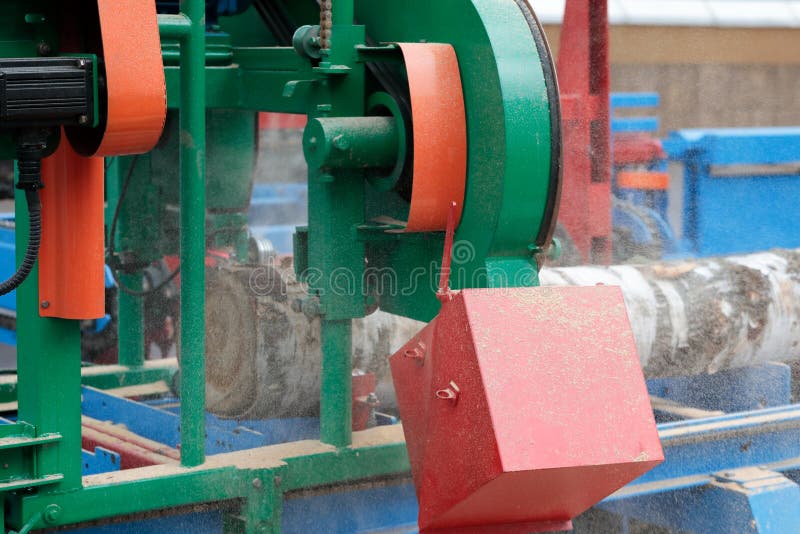 Log Cutting with Band Saw Machine at Sawmill Stock Photo - Image of ...