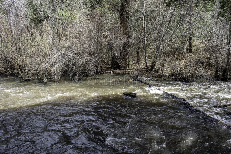 Log Dam Across the River stock photo. Image of landscape - 145720352