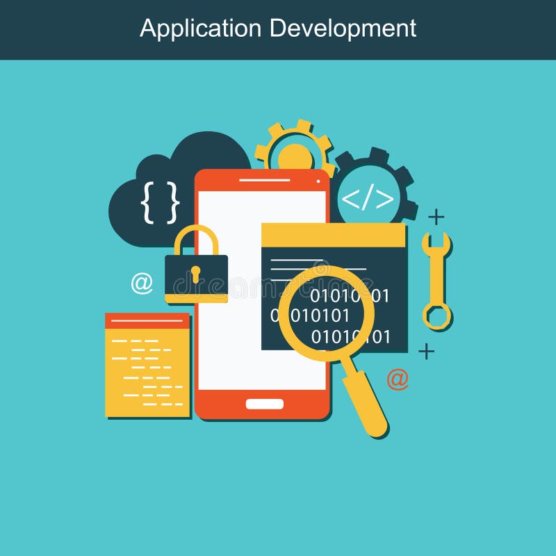 Mobile and Software App Design and Development Stock Illustration Stock ...