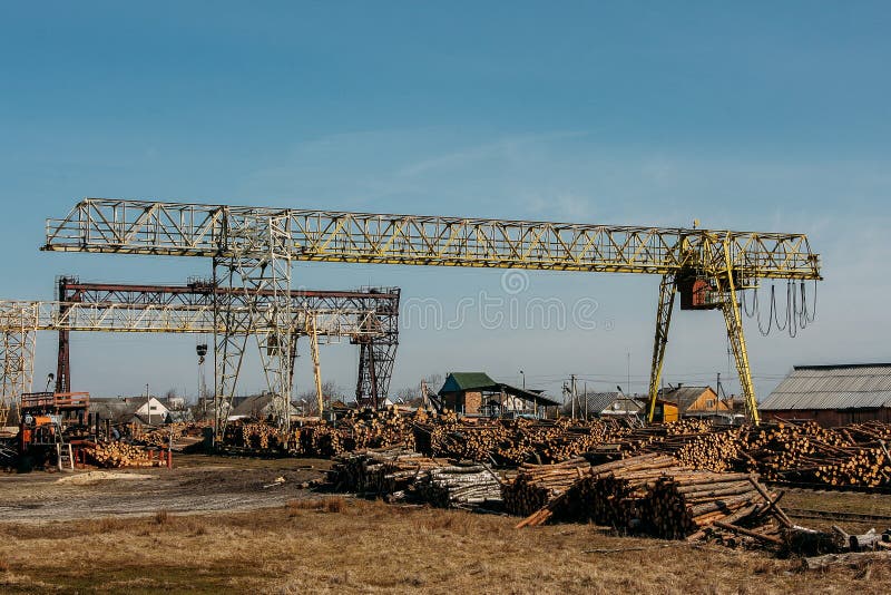 Log deck at an sawmill stock image. Image of industrial - 109547095