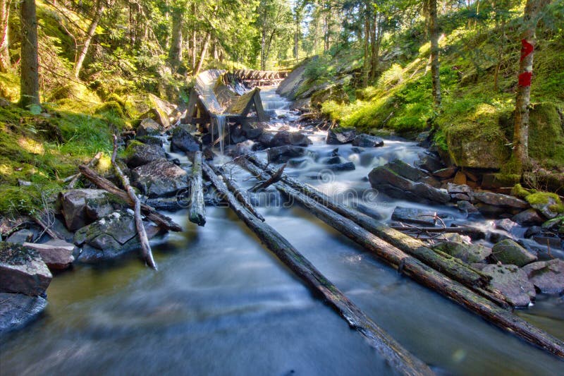 Log Driving Water Canal and River Stock Image - Image of river ...
