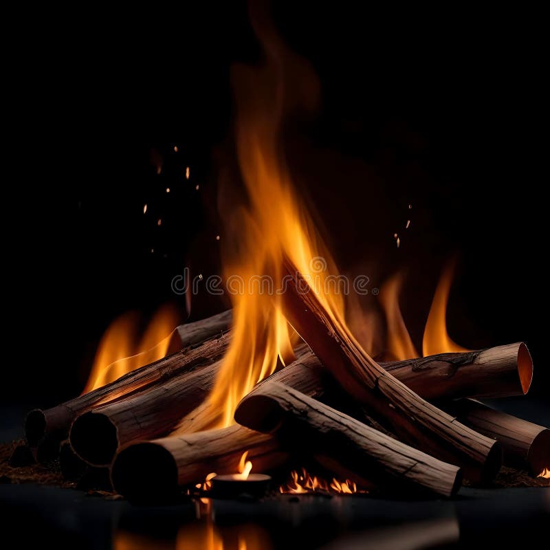 Log Fire Indoors - Ai Generated Image Stock Illustration - Illustration ...