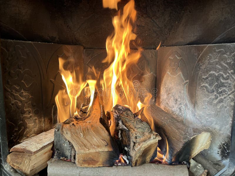 Log fire stock image. Image of licking, wood, orange - 264197691