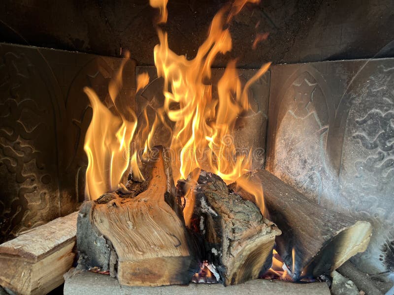 Log fire stock photo. Image of christmas, sparkler, orange - 264197710