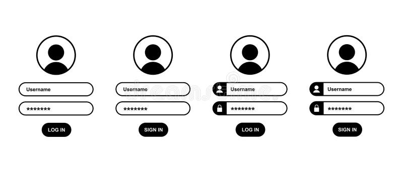 Log in Form Vector Banner Set. Log in Template, Account with User Name ...