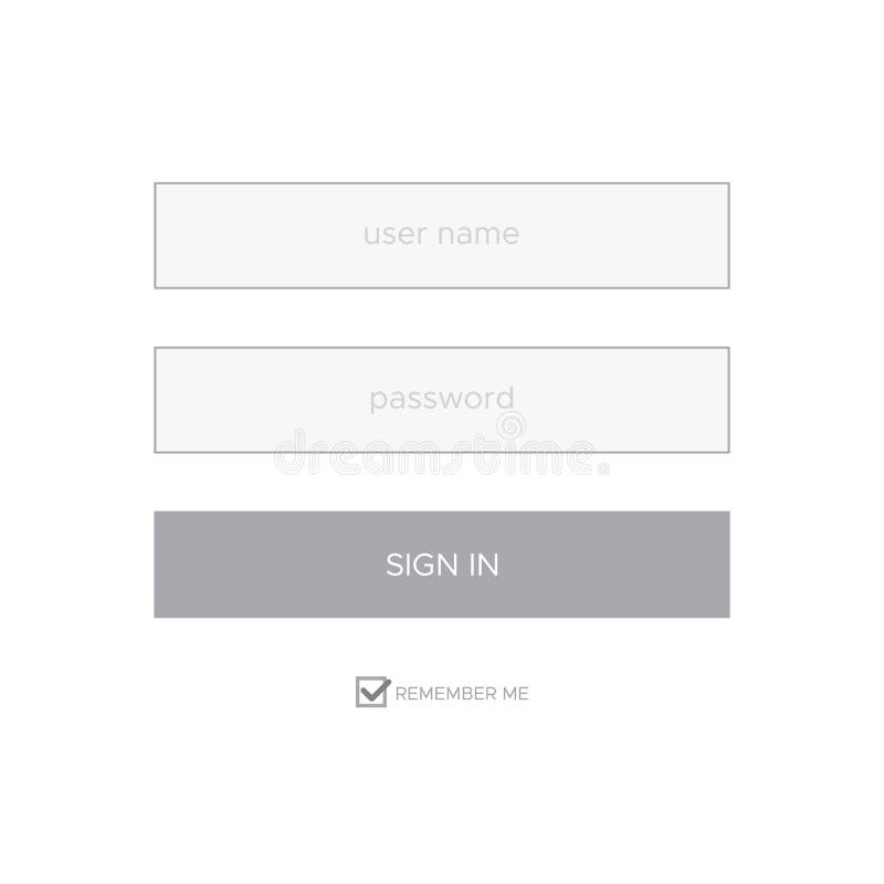 Log in Form Vector in Rectangle for UI Design Stock Vector ...