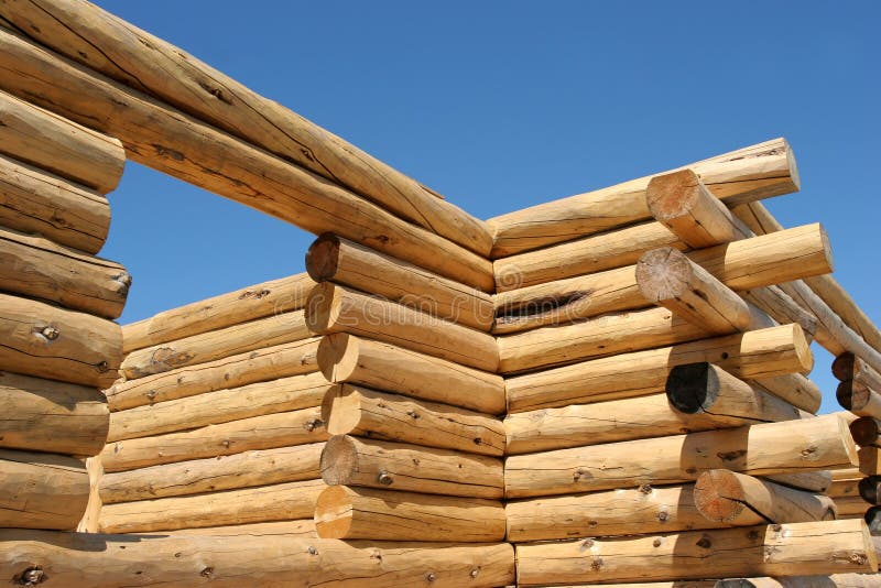 Log home construction stock image. Image of architecture - 179837