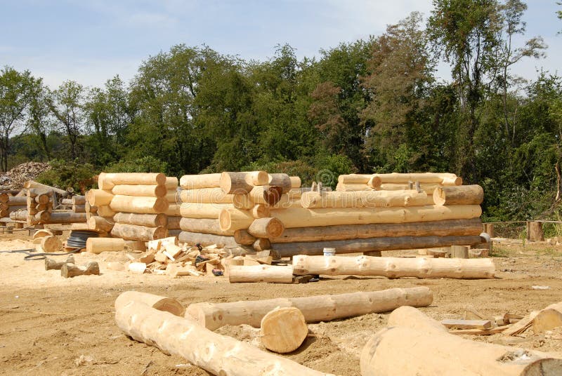 Log Home Construction stock image. Image of estate, design - 6200971