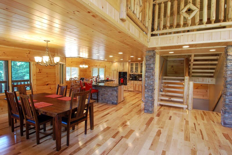 Log House Interior Kitchen View Stock Image - Image of room, woods: 5636141