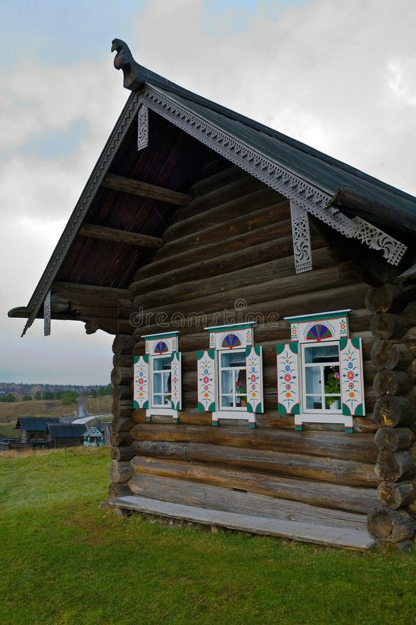 Log hut stock image. Image of russia, yard, platbands - 11981587