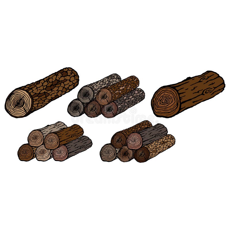 Log Icon. Vector Illustration of a Log with Texture. Log Hand Drawn ...