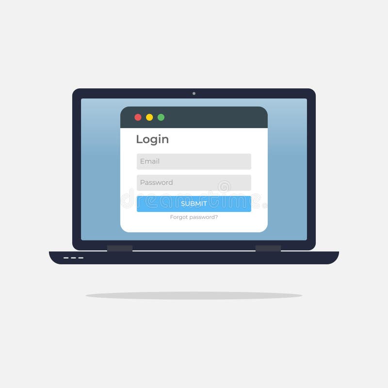 Log in Interface on the Laptop Screen Stock Vector - Illustration of ...