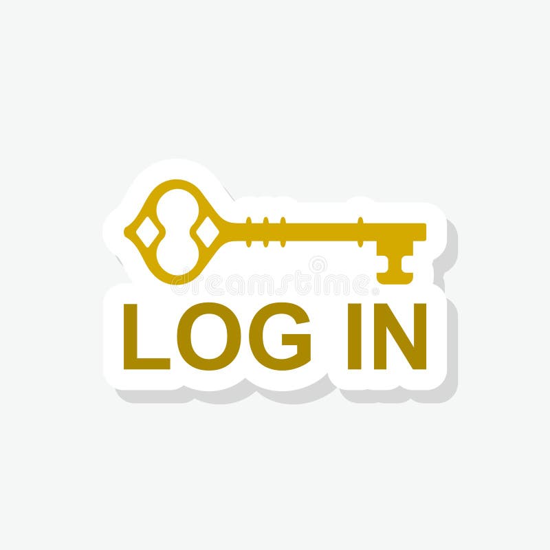 Log in Old Key Sticker Icon Stock Vector - Illustration of flat ...