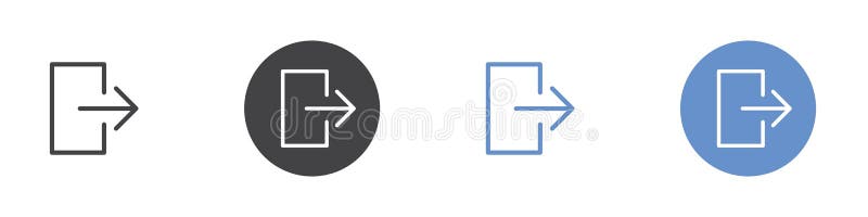 Log Out Icon Flat Set in Black and White Color Stock Vector ...
