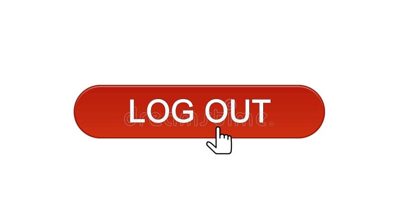 Log Out Web Interface Button Clicked With Mouse Cursor Wine Red Application Stock Illustration