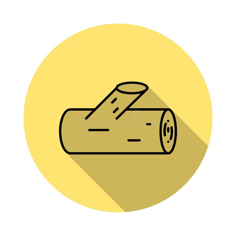 Log Outline Icon in Long Shadow Style Stock Illustration - Illustration ...