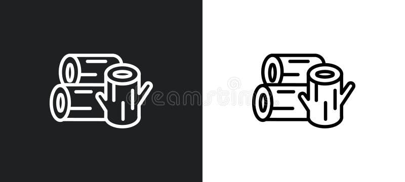 Log Outline Icon in White and Black Colors. Log Flat Vector Icon from ...
