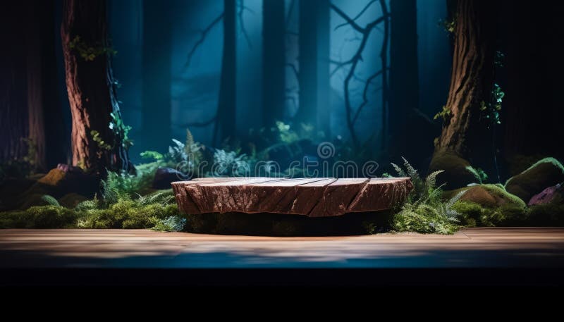A Log Pedestal in Front of a Magical Forest, Vibrant Stage Backdrops ...