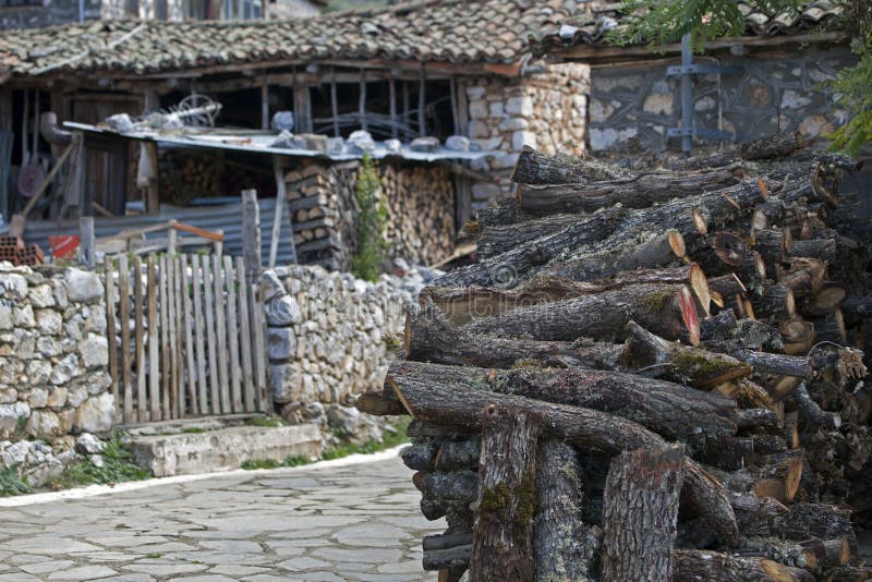 Log pile in Greek Town stock image. Image of greece, town - 46964945