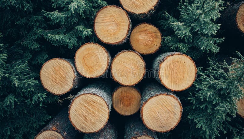 Log Pile of Spruce Trunks Timber from Forest for Logging Industry and ...