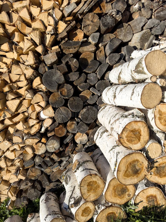 Log Rack with Stacked Firewoods Pattern Wood Stock Photo - Image of ...