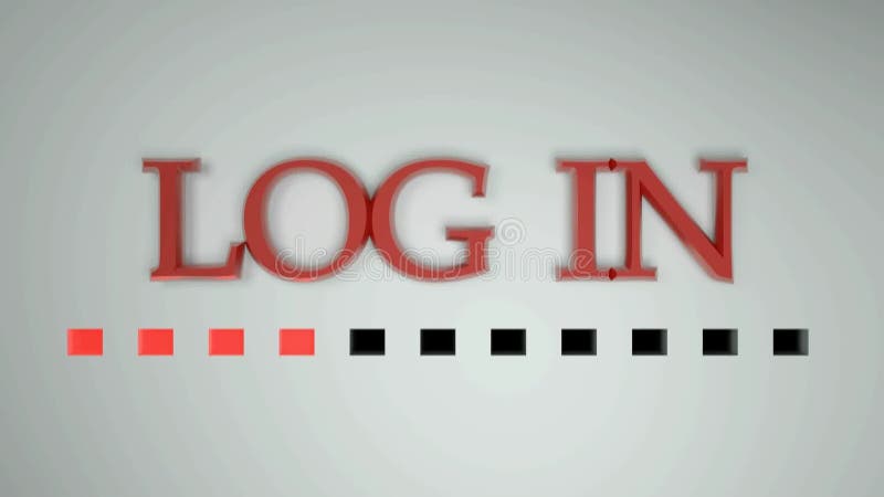 LOG in Red Write on White Background, with Dotted Progression Bar - 3D ...