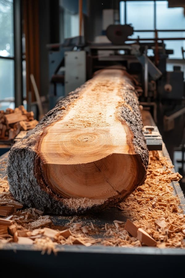 Log on Sawmill. Selective Focus Stock Photo - Image of resource, stack ...