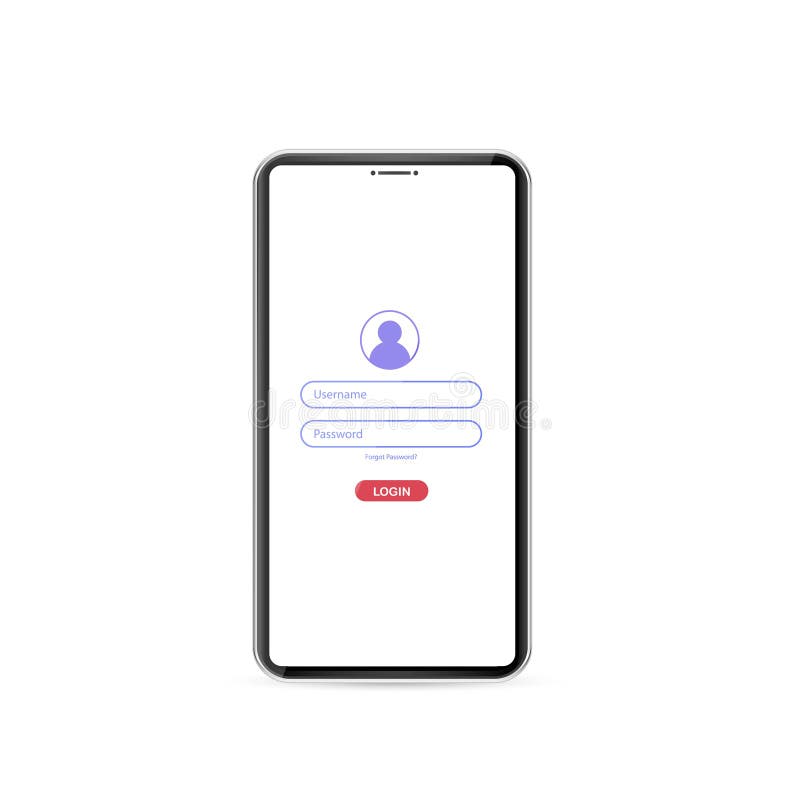 Log In Screen Mobile Application Interface Registration Form With Login And Password Fields