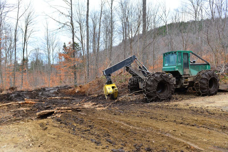 Log Skidder and Muddy Skid Trail Stock Photo - Image of mountains ...