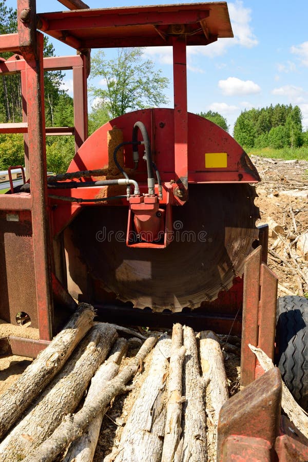 Log Slasher Saw with Wood in Deck Stock Image - Image of processor ...