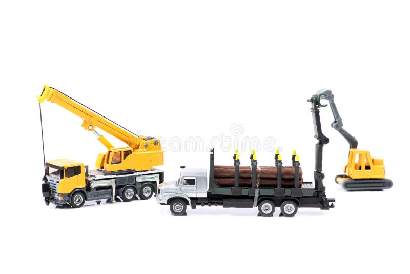 Log Truck and Loader Machine Stock Photo - Image of product, white ...