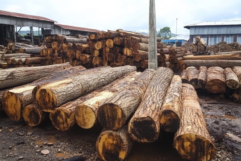 Log Trunks Pile, the Logging Timber Wood Industry. Stock Photo - Image ...