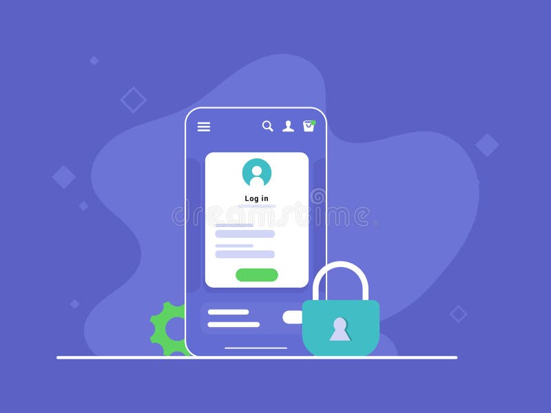 Log in User Account Concept Flat Design Stock Vector - Illustration of ...