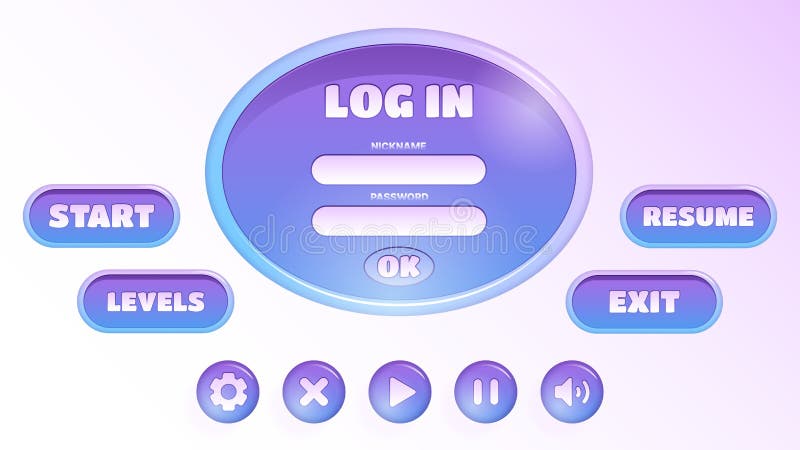 Log in Video Game. Graphic Menu Template Stock Illustration ...