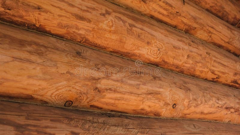 Log Wall of Chopped Logs in Log House. Side View. Stock Photo - Image ...
