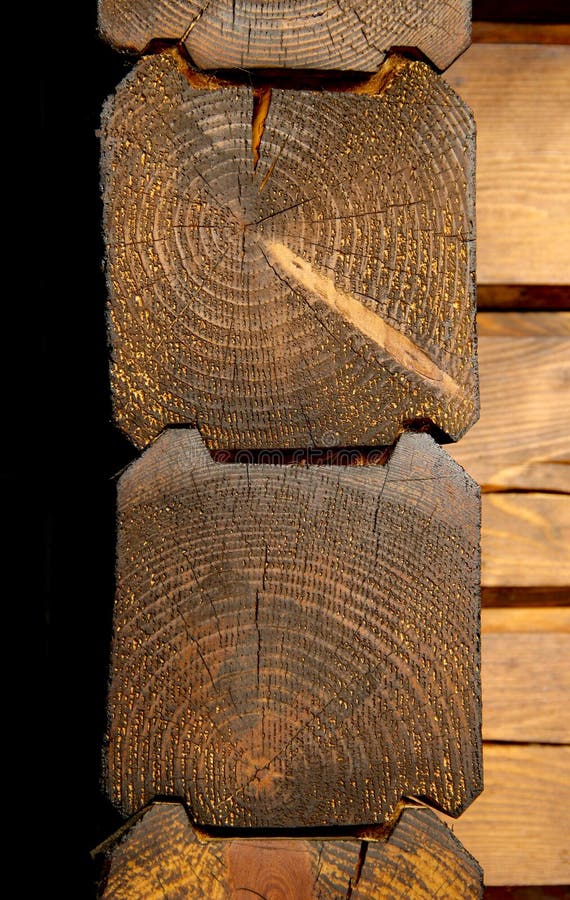 A Log Wall Construction with a Square Log Profile Stock Photo - Image ...