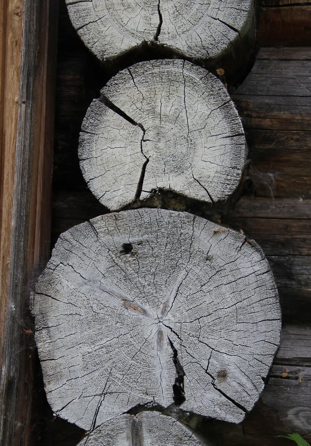 Log Wall Construction with a Swedish Cope Log Profile Stock Image ...