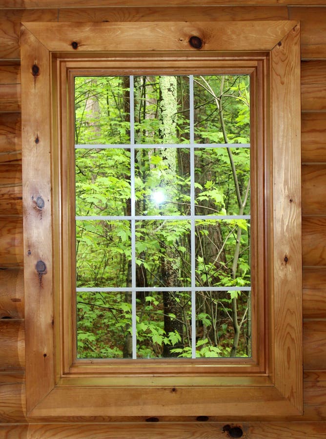 Log Wall Pane Window stock image. Image of upper, woods - 41557303
