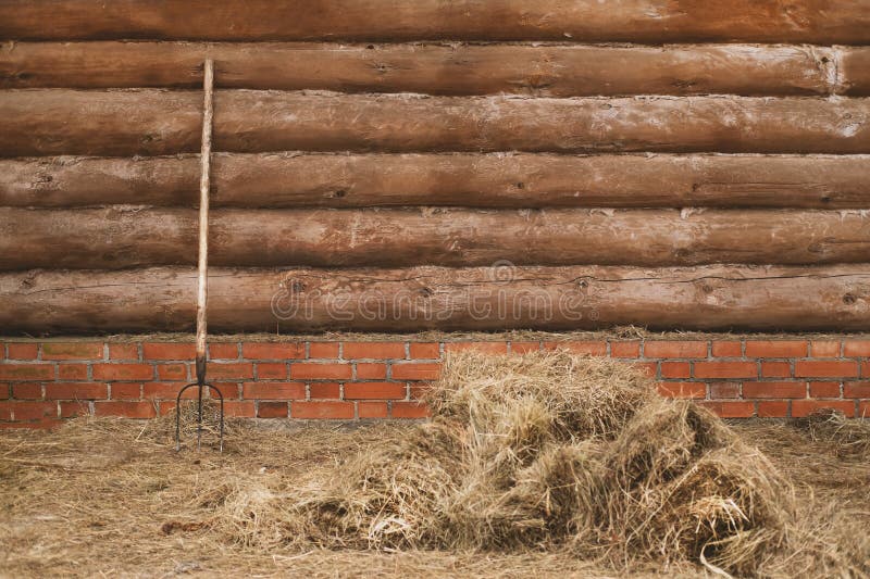 Pitchfork in a Haystack,hay Harvesting Season, Fork in the Ground with ...