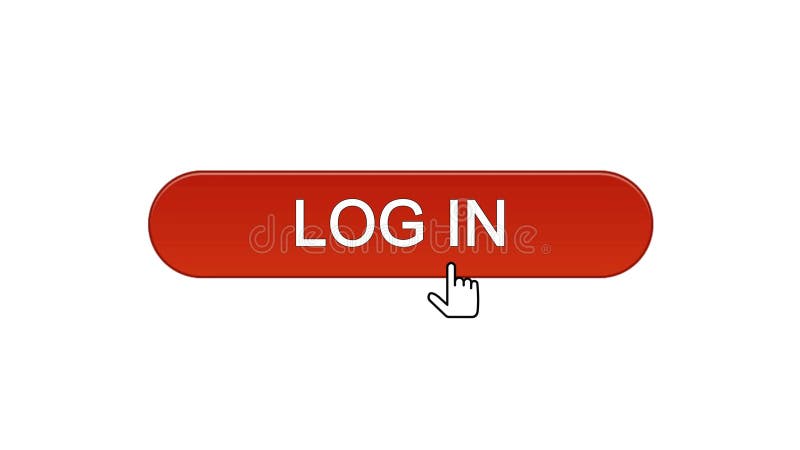 Log in Web Interface Button Clicked with Mouse Cursor, Wine Red, Application Stock Illustration ...