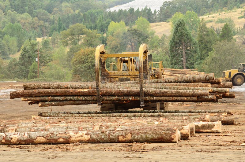 Log Yard stock image. Image of logging, trailer, crane - 21426343