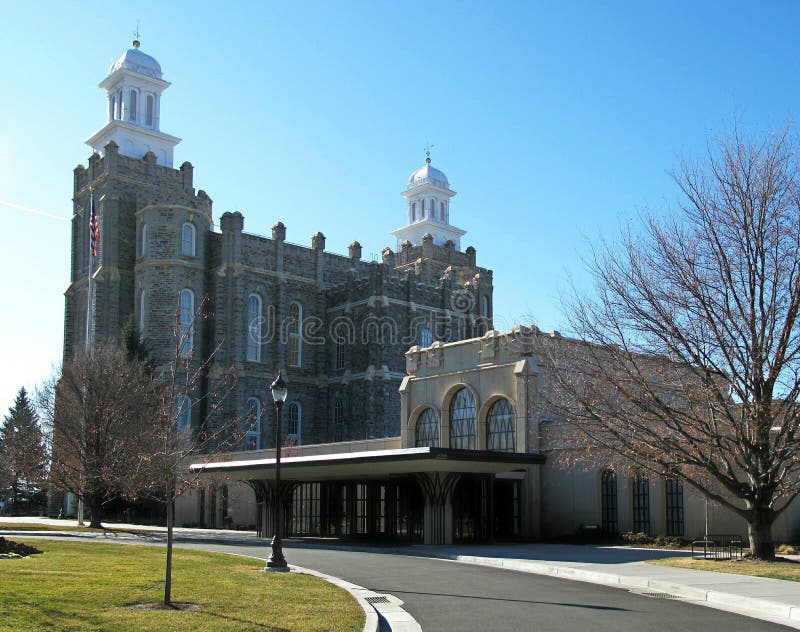 Logan Utah Mormon LDS Temple Early Spring Stock Photo - Image of entry ...