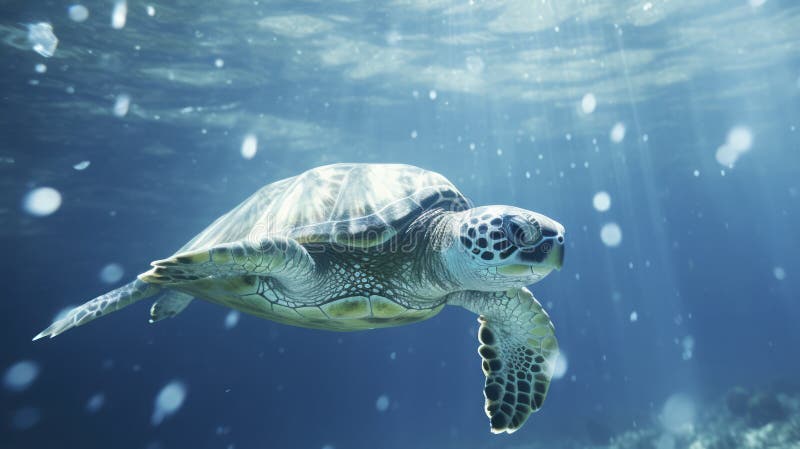 Majestic Loggerhead Sea Turtle in Underwater Marine Habitat. Generative ...