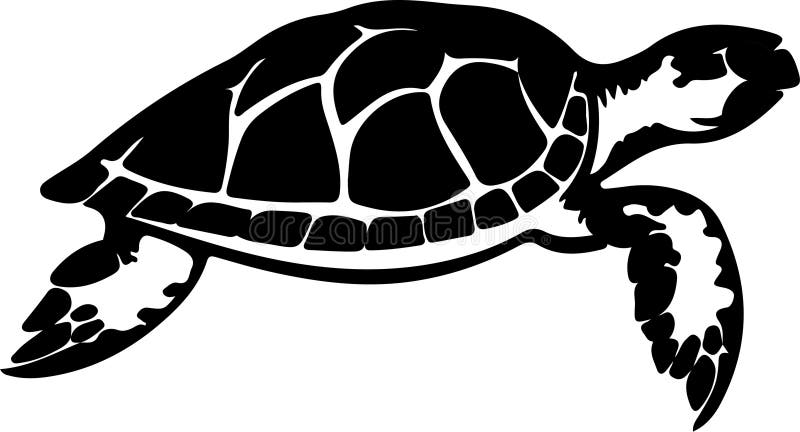 Loggerhead Turtle Black Silhouette Generative Ai Stock Vector ...