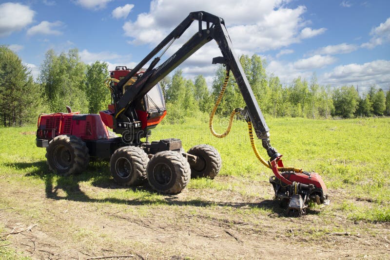 Logging Equipment.Harvester and Forwarder at the Logging Site Stock ...