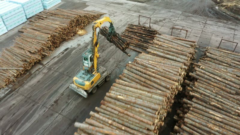 A Logging Machine Transports Logs To a Stack. Loader of Logs at the ...