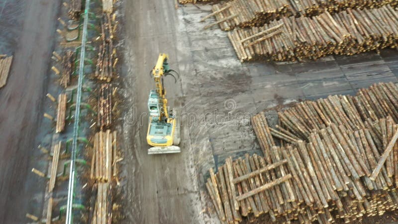 A Logging Machine Transports Logs To a Stack. Loader of Logs at the ...