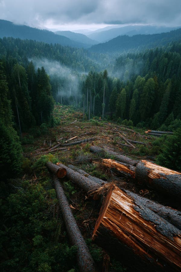 Logging Operations in Coniferous Forest. Stock Image - Image of ...